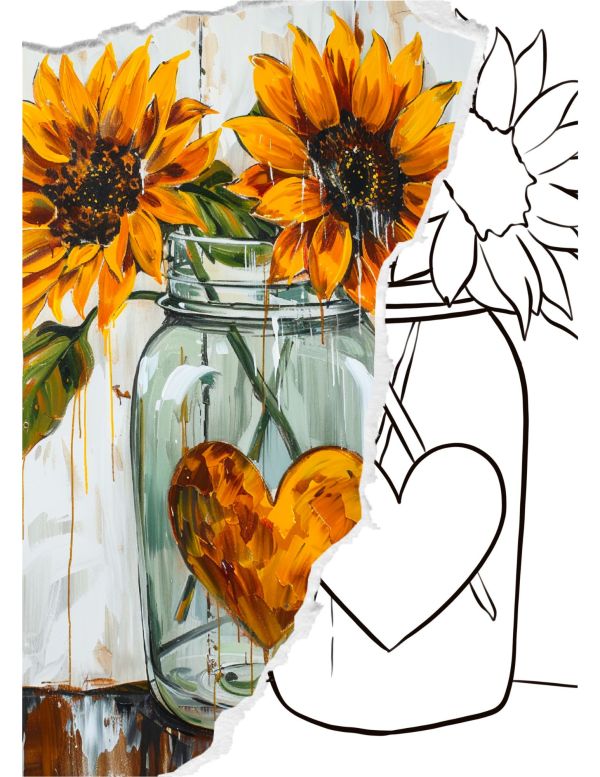 Sunflowers in a Mason Jar – Printable – Art Dubois Studios